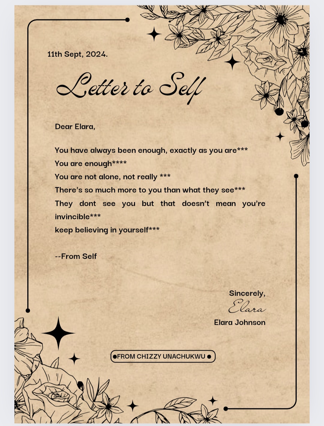 LETTER TO SELF. - RoyalQuest Schools